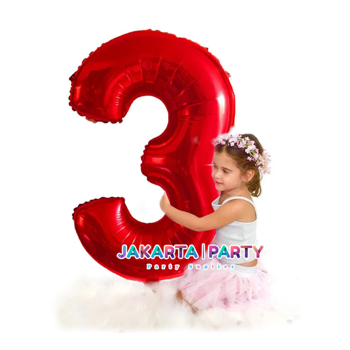 Balon Angka Merah 80cm / Balon Angka Jumbo / Balon Foil Angka Jumbo ...