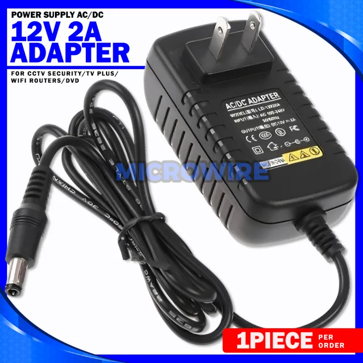 MW 12V 2A AC/DC Adapter Charger Power Supply For CCTV Security/TV Plus ...