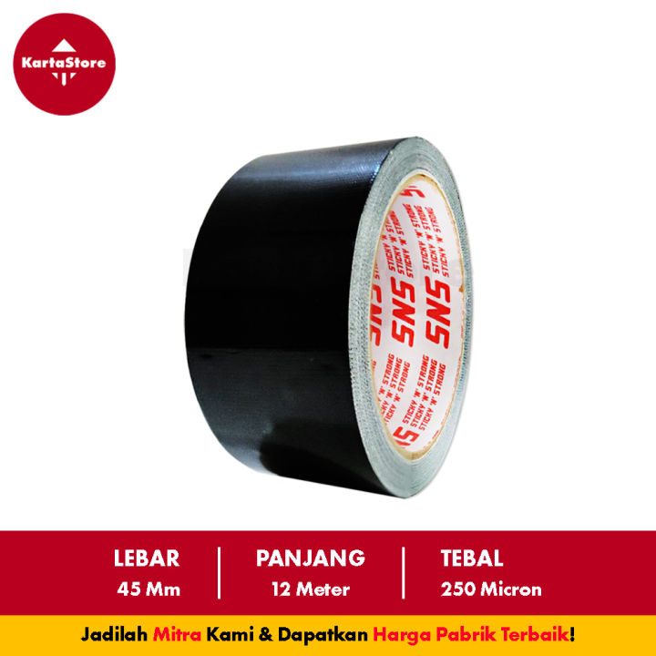 LAKBAN KAIN HITAM CLOTH TAPE HITAM 2 INCH X 12 METER / 8 METER SNS ...