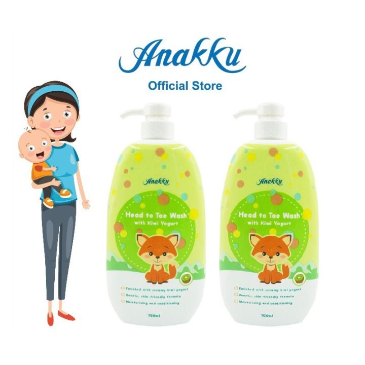 Anakku HEAD TO TOE Baby Wash (Kiwi Yogurt) 750ML x 2 Bottles | Lazada ...