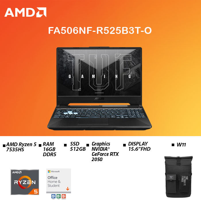 ASUS TUF LAPTOP GAMING A15 FA506NF-R525B3T-O 15.6 FHD AMD RYZEN R7 ...