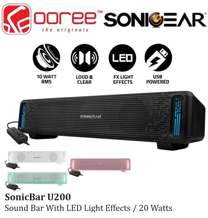SONICGEAR SONICBAR U200 SOUND BAR SPEAKER LED LIGHT / 3.5MM AUDIO ...