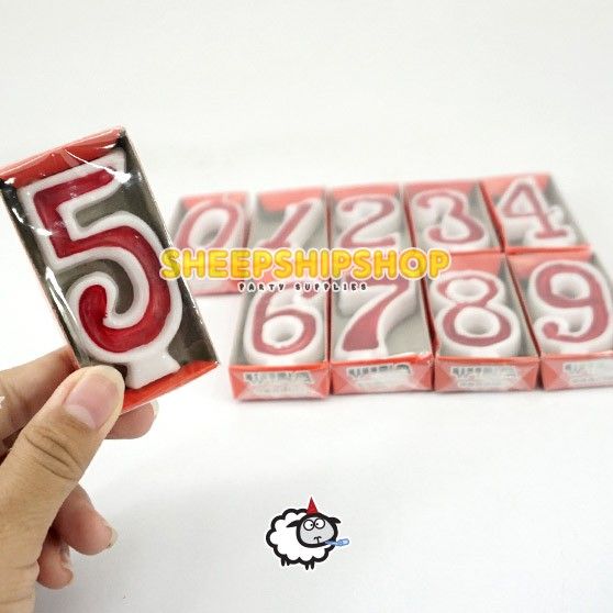 LILIN ANGKA PUTIH MERAH WINA Lilin Angka Ulang Tahun Jadul untuk Kue ...
