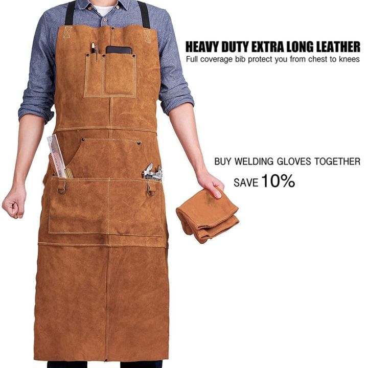 Leather Welding Apron Heat Flame-Resistant Heavy Duty Work Forge Apron ...