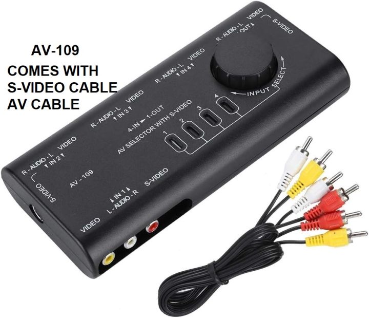 AV-109 4 in 1 Out AV RCA Switch Box AV Audio Video Switcher 4 Way ...