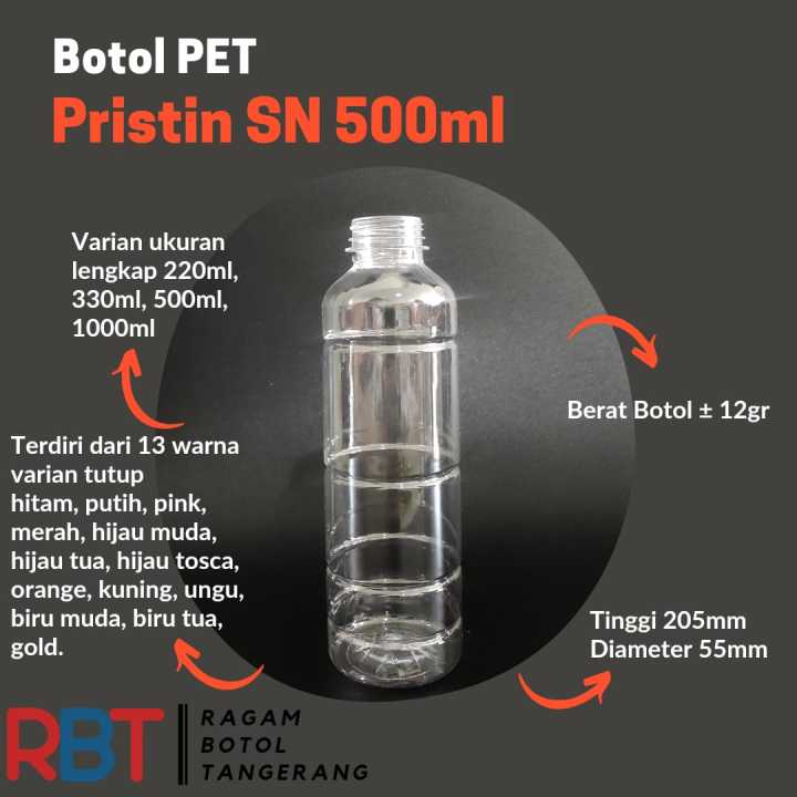 Botol PET SN 500ml Pristin/Botol Kosong/Botol Plastik 500ml/Botol Short ...