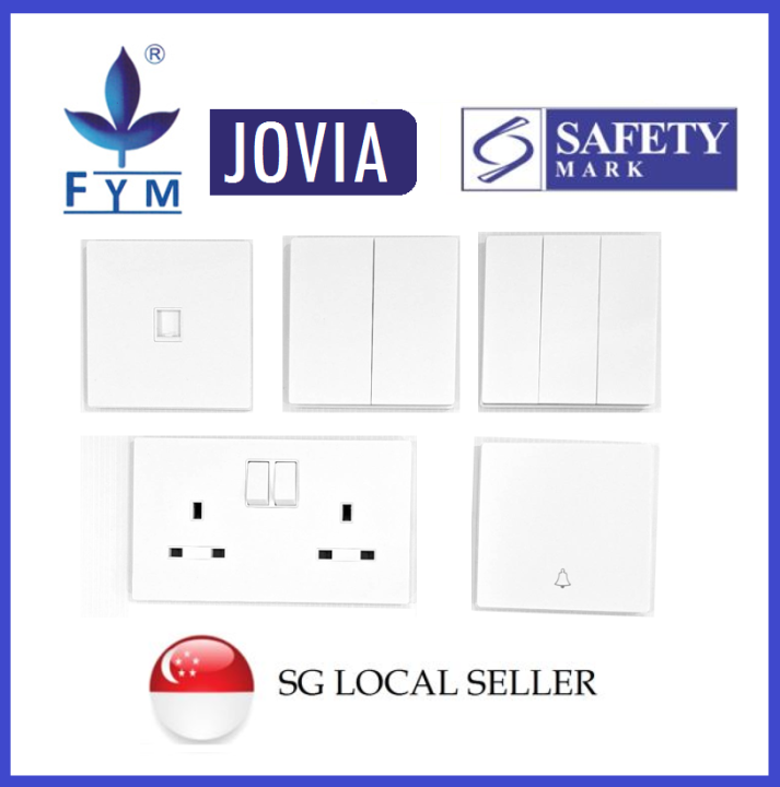 FYM Jovia White Frameless Bordeless Switch Socket 1G 2G 3G 1Way 2Way ...