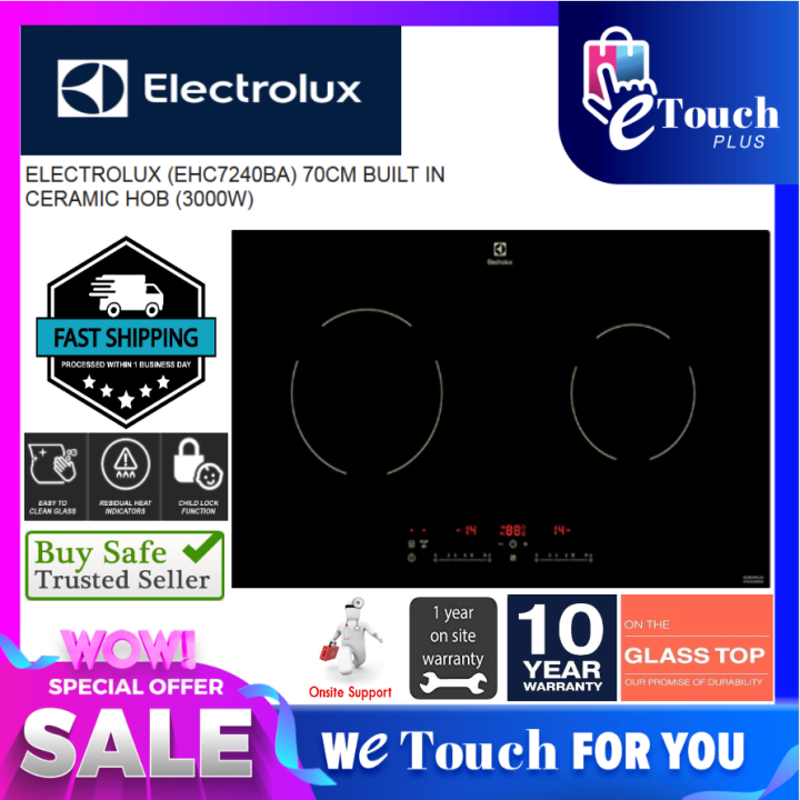 ELECTROLUX (EHC7240BA) 70CM BUILT IN CERAMIC HOB (3000W) | Lazada