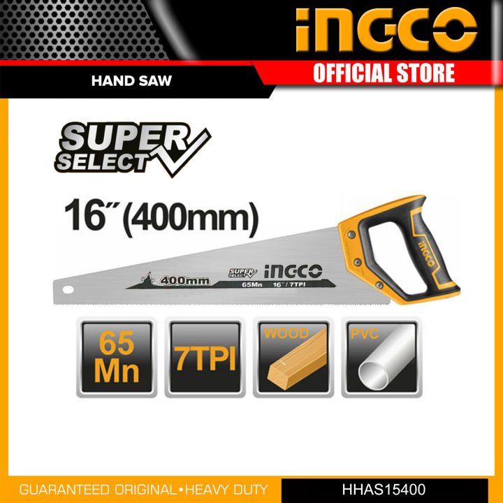INGCO Handsaw Hand Saw Lagari 16"/400mm 7TPI SUPER SELECT for Wood ...