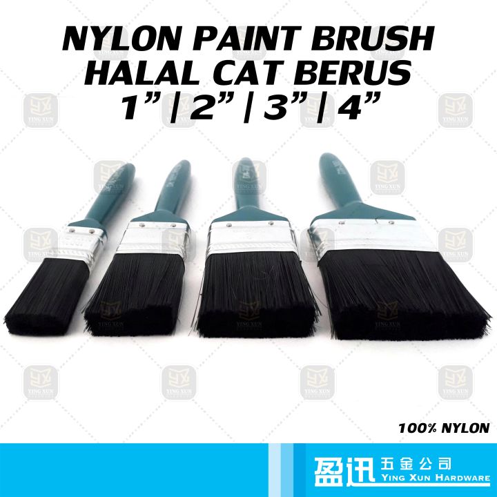 Nylon Paint Brush Halal Cat Berus 1" 2" 3" 4" | Lazada