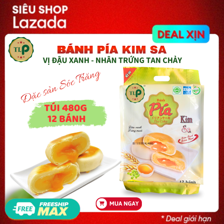 Bánh Pía Kim Sa TLP | Vị Đậu Xanh Nhân Trứng Muối | Túi 480g 12 Bánh | Đặc Sản Sóc Trăng | Lazada.vn