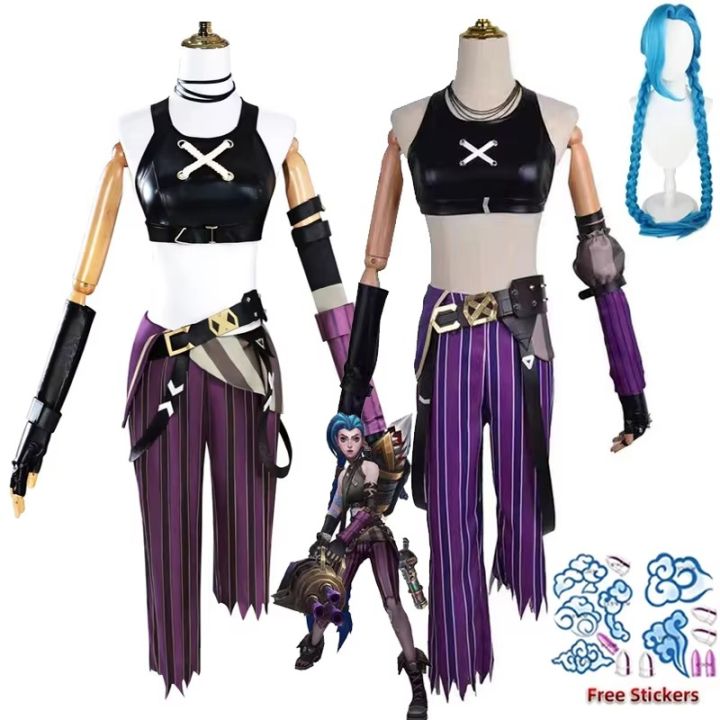 LOL Jinx Cosplay Costume Anime LOL Arcane Jinx Cosplay outfit Halloween ...