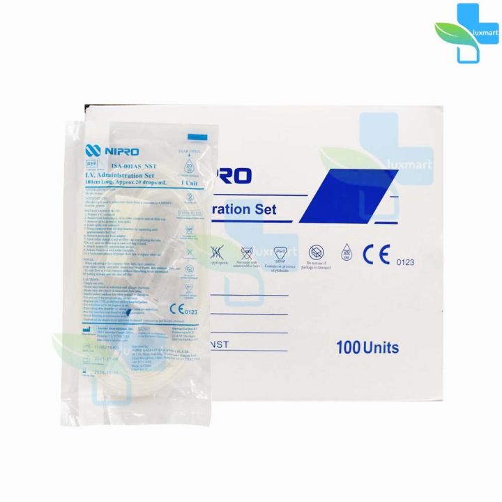 Nipro IV Set สายชุดให้น้ำเกลือ นิโปร สายน้ำเกลือผู้ใหญ่ 20 หยด [100 ...