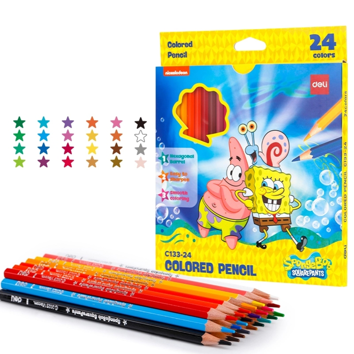 Deli Spongebob Colored Pencil 24 Colors C133-24 | Lazada PH