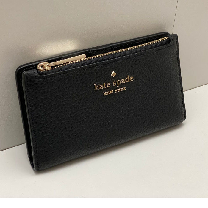Authentic Kate Spade Leila Small Slim Bifold Wallet Leather Black