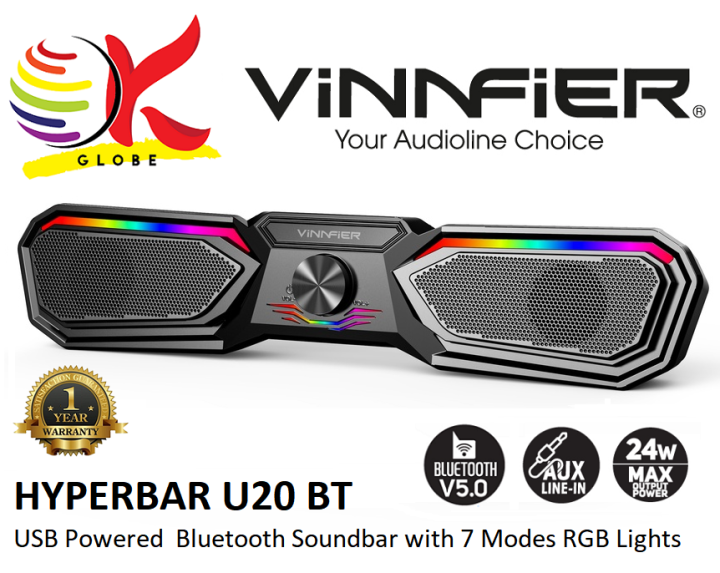 VINNFIER HYPERBAR U20 BT USB POWERED SOUNDBAR WITH BLUETOOTH / 3.5MM ...