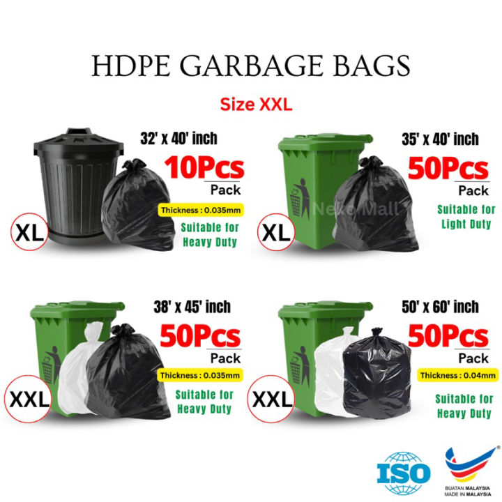 Hdpe Garbage Bag Rubbish Bag XL&XXL Super Big Size Trash Bag Heavy Duty ...