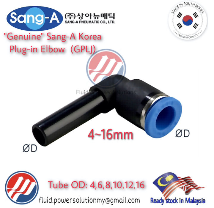 "Sang-A" GPLJ Series Plug-in Elbow Tube 4,6,8,10,12,16mm Pneumatic Fitting "Made in Korea ...