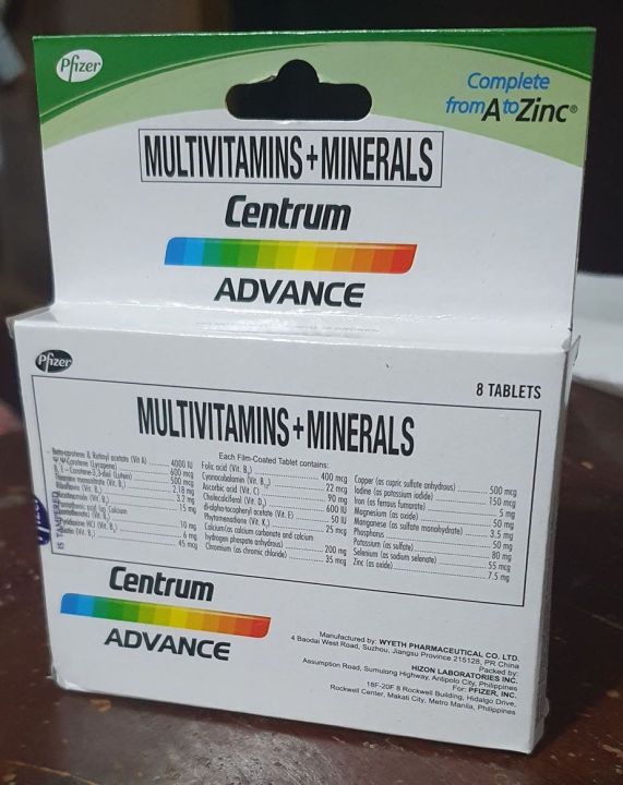 Centrum Advance Multivitamins and Minerals Complete from A to Zinc 8 ...