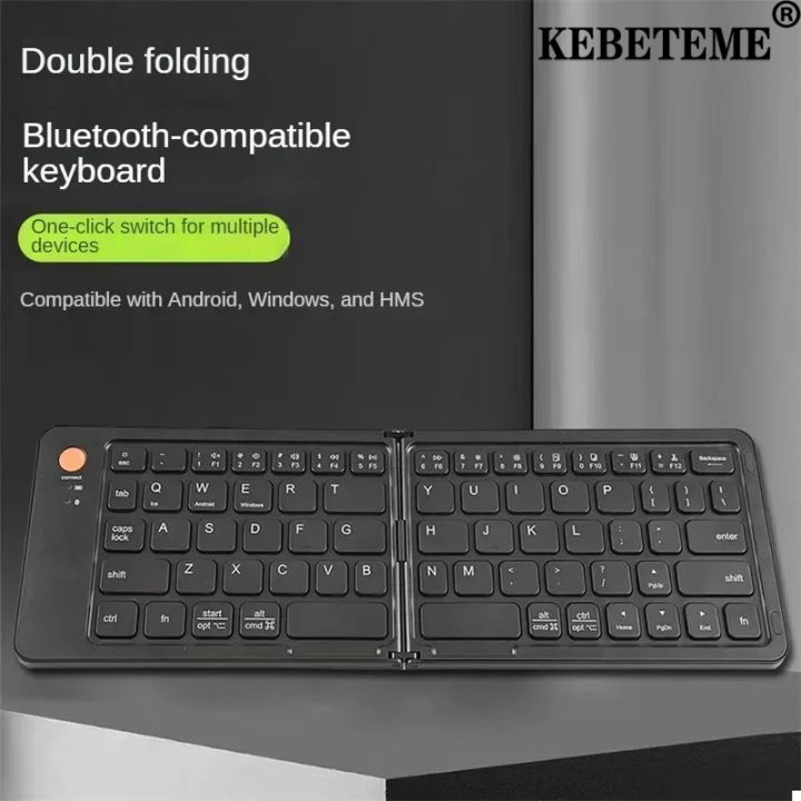 KEBETEME Mini Bluetooth Foldable Keyboard Portable Folding Wireless ...