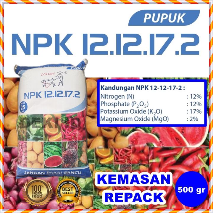 Pupuk NPK 12 12 17 2 Pak Tani 500 gr Kemasan Repack 500 Tanaman Bunga Buah Sayur Hias Anggur ...