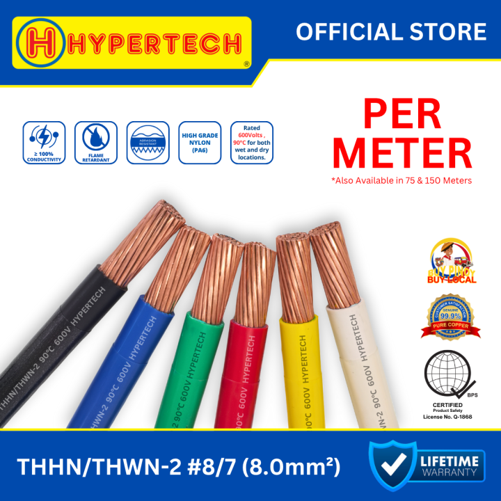 Hypertech THHN/THWN-2 Stranded Wire # 8/7 - PER METER - Pure Copper ...