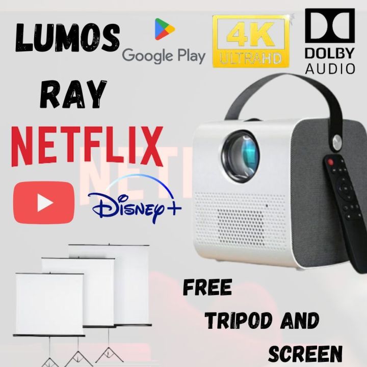 5 Years Warranty LUMOS Q3 Pro Projector 4K UHD Resolution Built-in Android Portable Mini Quality ...