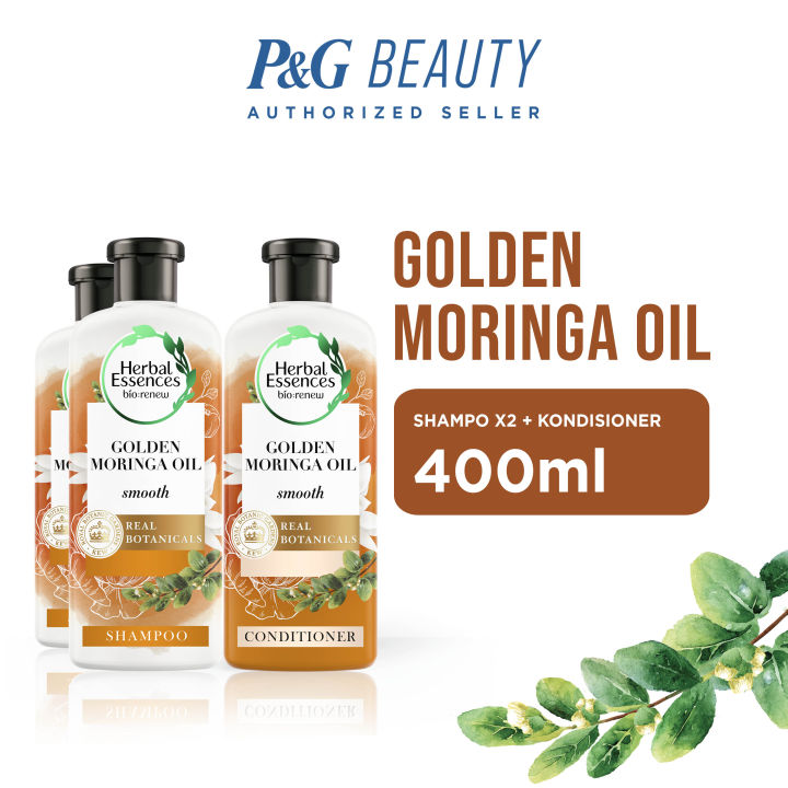 Herbal Essences Bio:Renew Smooth Golden Moringa Oil (Shampoo 400ml x2 & Conditioner 400ml ...