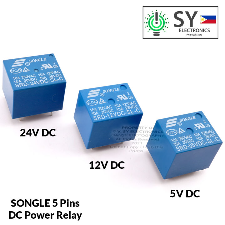 5V / 12V / 24V DC 10A 5 Pin Mini Power Relay Original SONGLE SPDT SRD-05VDC-SL-C SRD-12VDC-SL-C ...