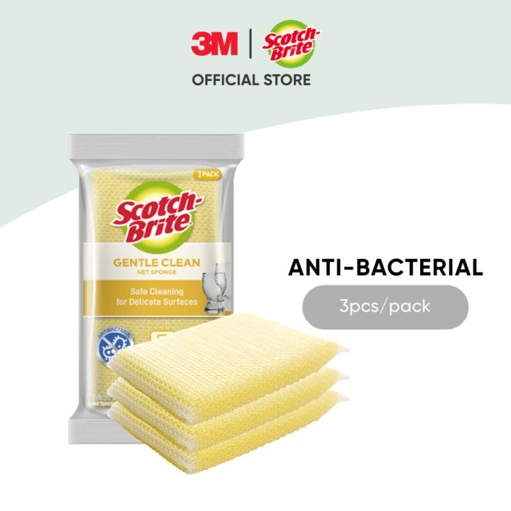 3M™ Scotch-Brite® Gentle Clean Net Sponge, Antibacterial, 3 pcs/pack ...