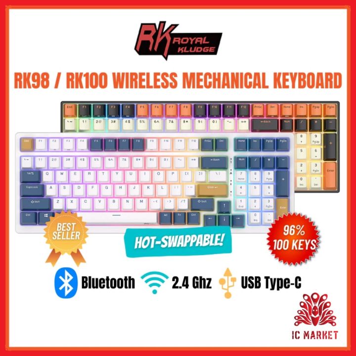 【SG】 Royal Kludge RK98/ RK100 (RK860) Hot Swappable Bluetooth Wireless ...