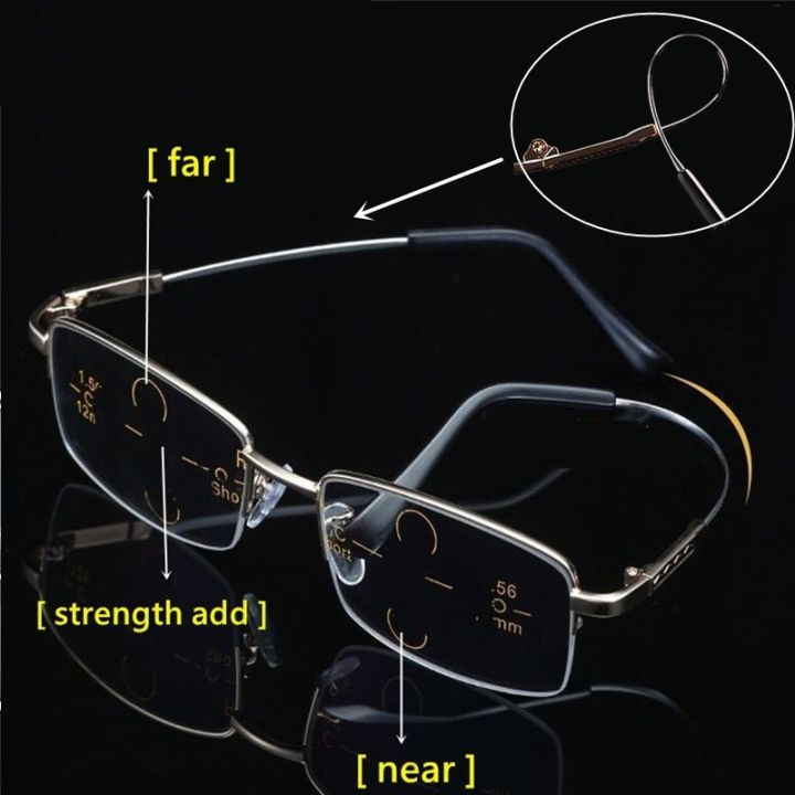 Metal Titanium Progressive Multifocal Reading Glasses Men Women Anti ...