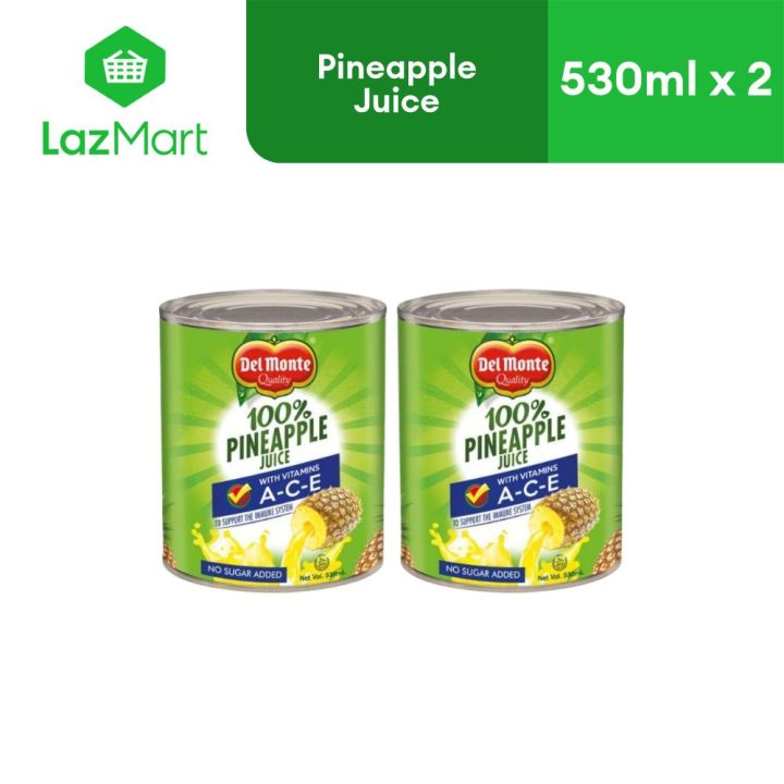 Del Monte 100% Pineapple Juice with Vitamins ACE 530ml - Pack of 2 ...