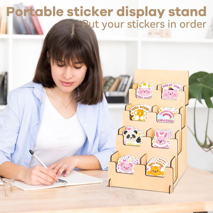 Sticker Display Stand For Vendors - 8 Shelf Portable Sticker Rack ...