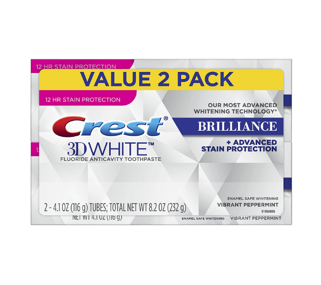 Crest 3D White Brilliance Vibrant Peppermint Toothpaste, Pack of 2 ...