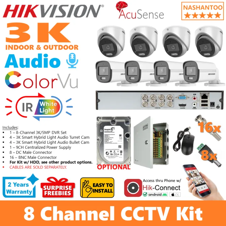 HIKVISION 8CH 3K(New 5MP 16:9) 8Cameras CCTV Package Smart Hybrid Light ...