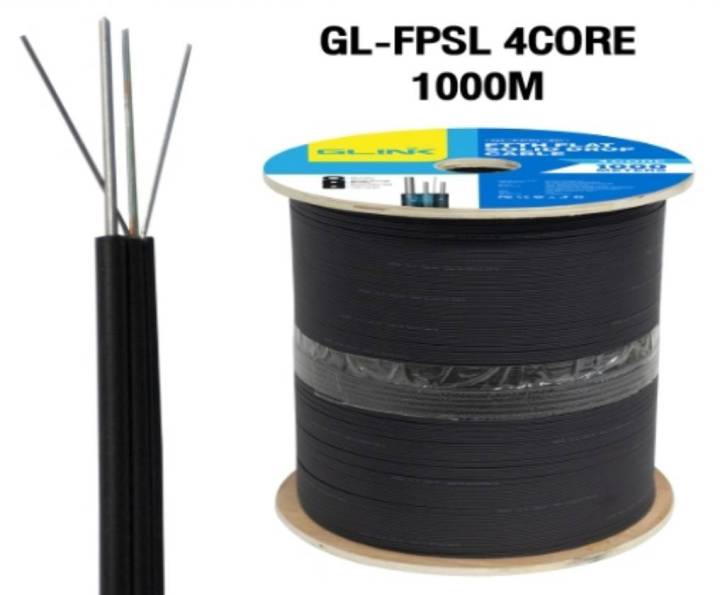 💥สายไฟเบอร์ออฟติก GLINK GL-FPSL 4CORE 1000M สายไฟเบอร์ออฟติก 4 คอ มีส ...