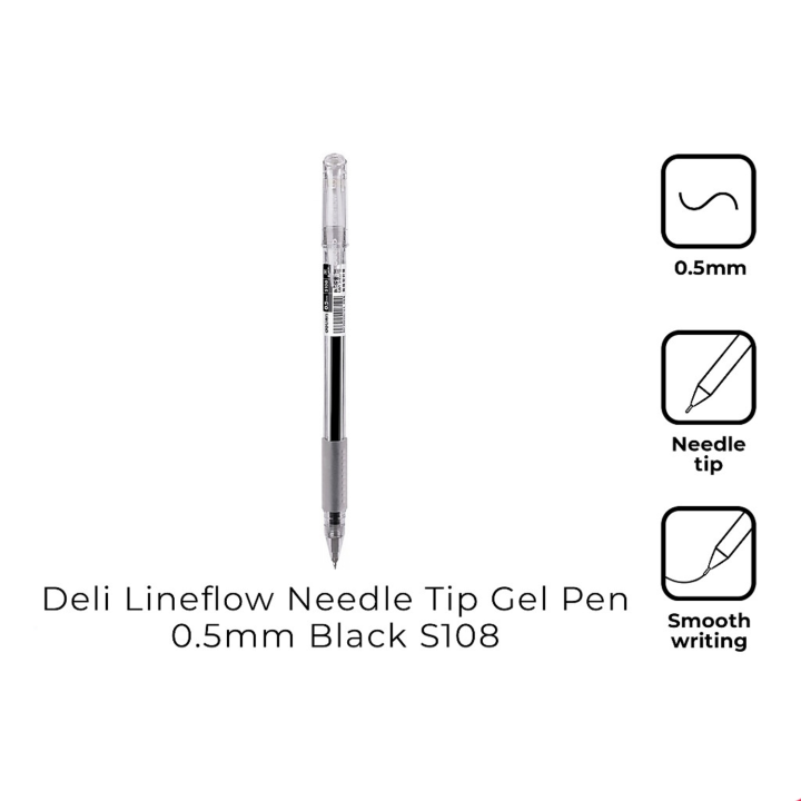 Deli Lineflow Needle Tip Gel Pen 0.5mm Black S108 | Lazada PH