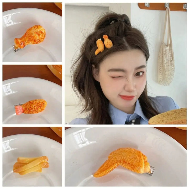 French Fries Simulated Food Hair Clip Funny Clip Fried Chicken bread ...
