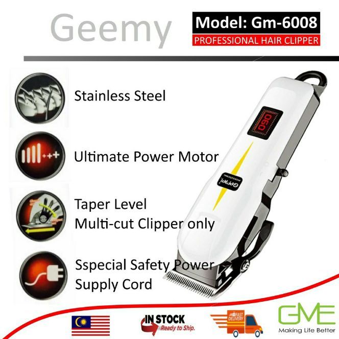 Geemy GM 6008 Professional Hair Clipper Rechargeable Hair Trimmer Men ...