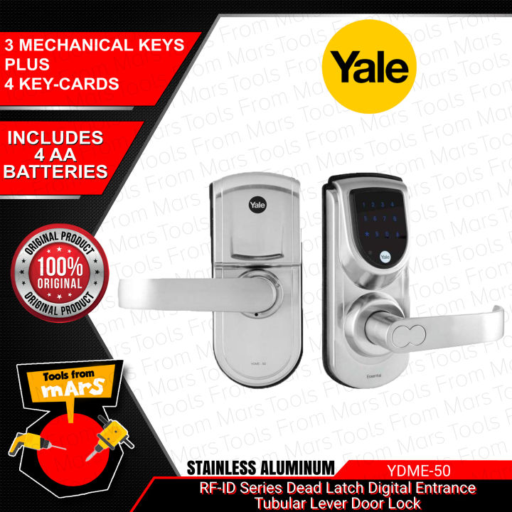 YALE Essential RFID Series Dead Latch Digital Entrance Tubular Lever ...