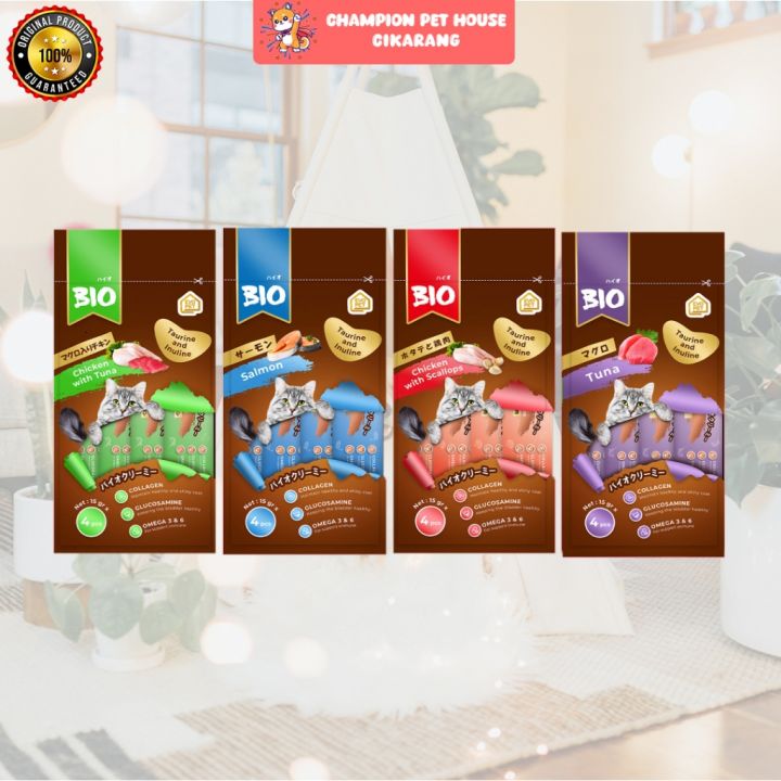 BIO CREAMY CAT TREAT LIQUID Snack Kucing Basah Wet Cat Snack Food ...