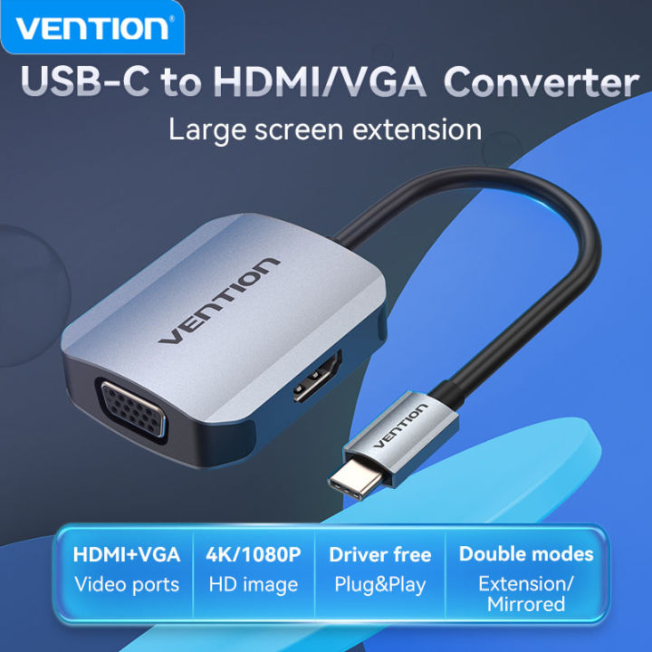 Vention Drag USB C to HDMI Adapter 4K Type C to HDMI VGA Connector ...