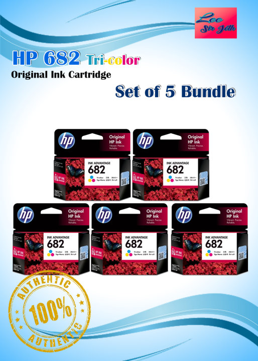 HP 682 Tri-color Original Ink Advantage Cartridge set of 5 bundle ...