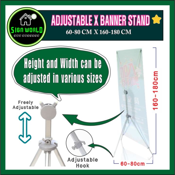 Adjustable X Banner Stand Tarp Standee Tarpaulin Decor Display Sign ...