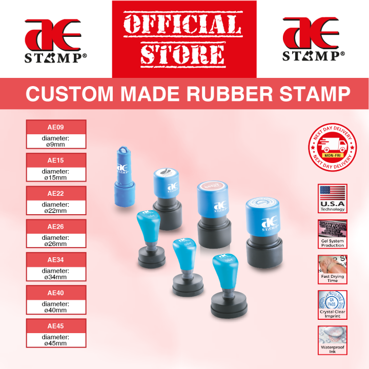 Custom Made Round Stamp | AE Gel Stamp Pre-inked Stamp | Waterproof ink ...