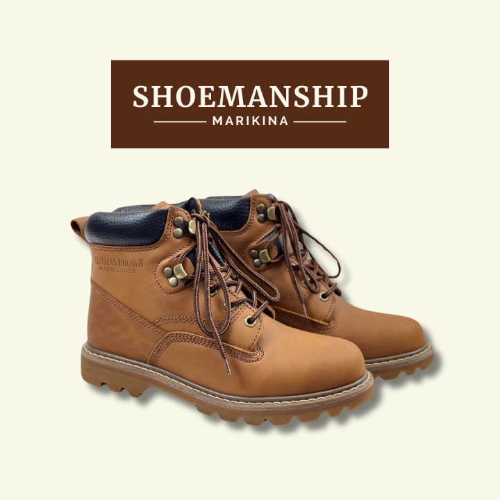 Genuine Leather Hiking Boots KFM-9002 Tan Brown Shoemanship Made in ...