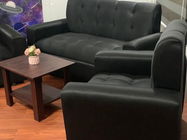 sala set ambassador black fabric sofa with center table uratex foam cod ...