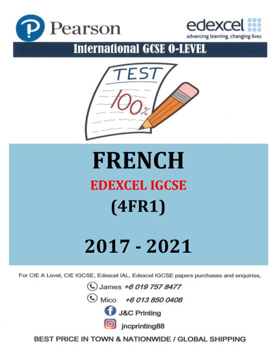 Edexcel Igcse O-Level Past Year Papers FRENCH 4FR1 (PAPER 1&2) | Lazada