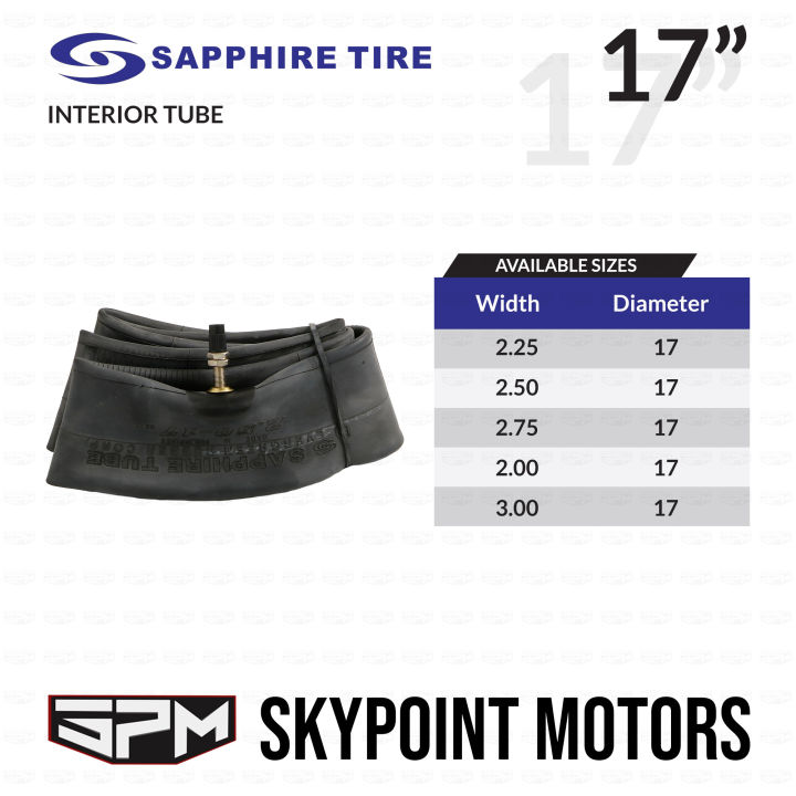 SAPPHIRE INTERIOR TUBE FOR MOTORCYCLE 2.00-17, 2.25-17, 2.50-17, 2.75 ...